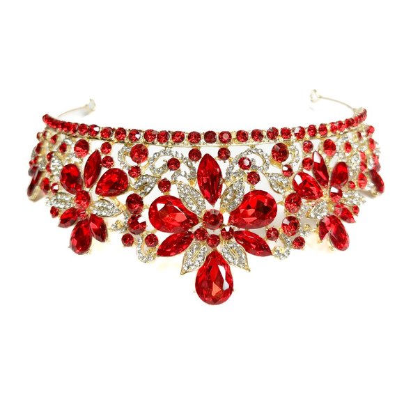 Accessories | Royal Queen Red Crown Bridal Tiara Quinceanera Cosplay ...